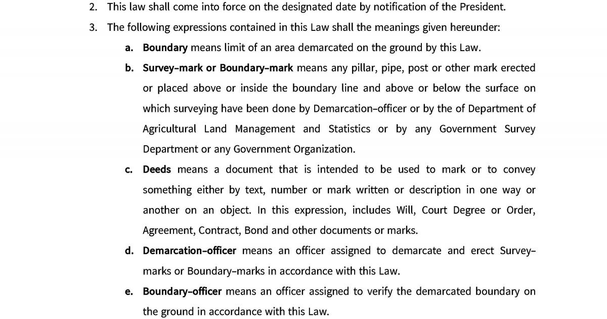 The Boundary Demarcation and Survey Law | Promotion of Indigenous and ...